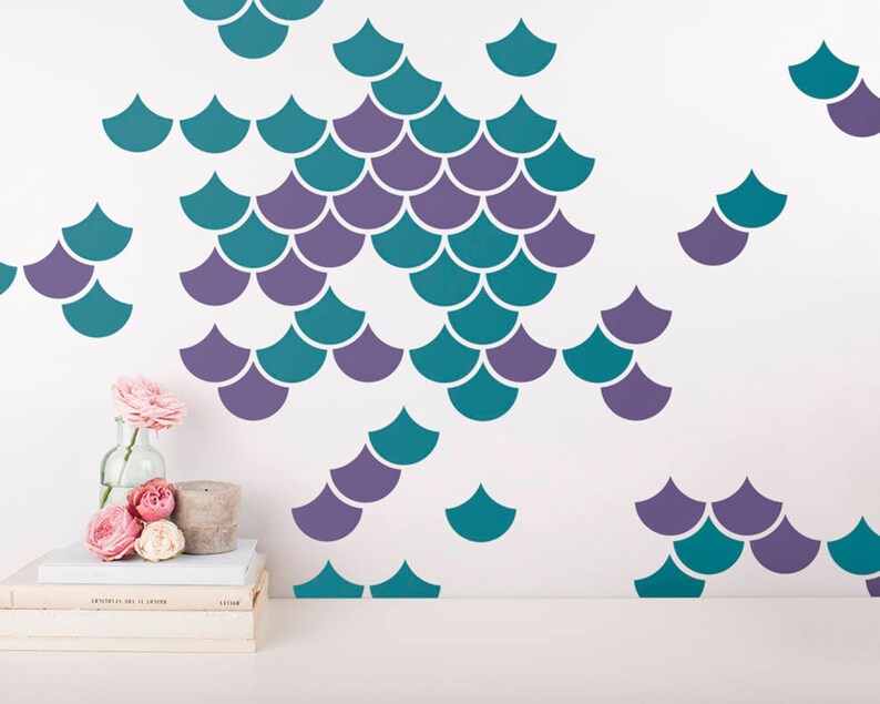 Mermaid Scale Wall Decals 2-color Wall Decals Nursery - Etsy