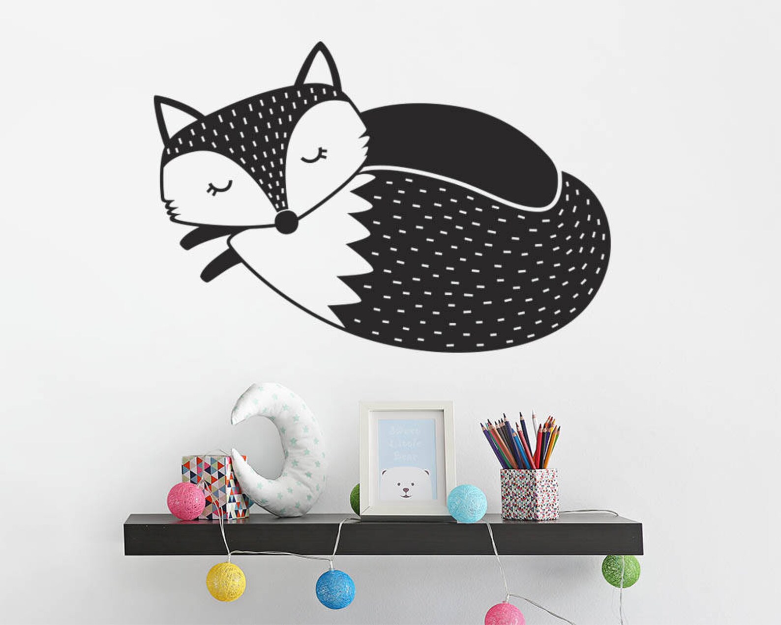 Fox Wall Decal Sleepy Fox Nursery Decal Woodland Fox Wall | Etsy