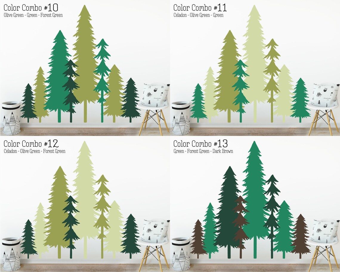 Large Forest Wall Decals Forest Mural Tree Decals Woodland - Etsy