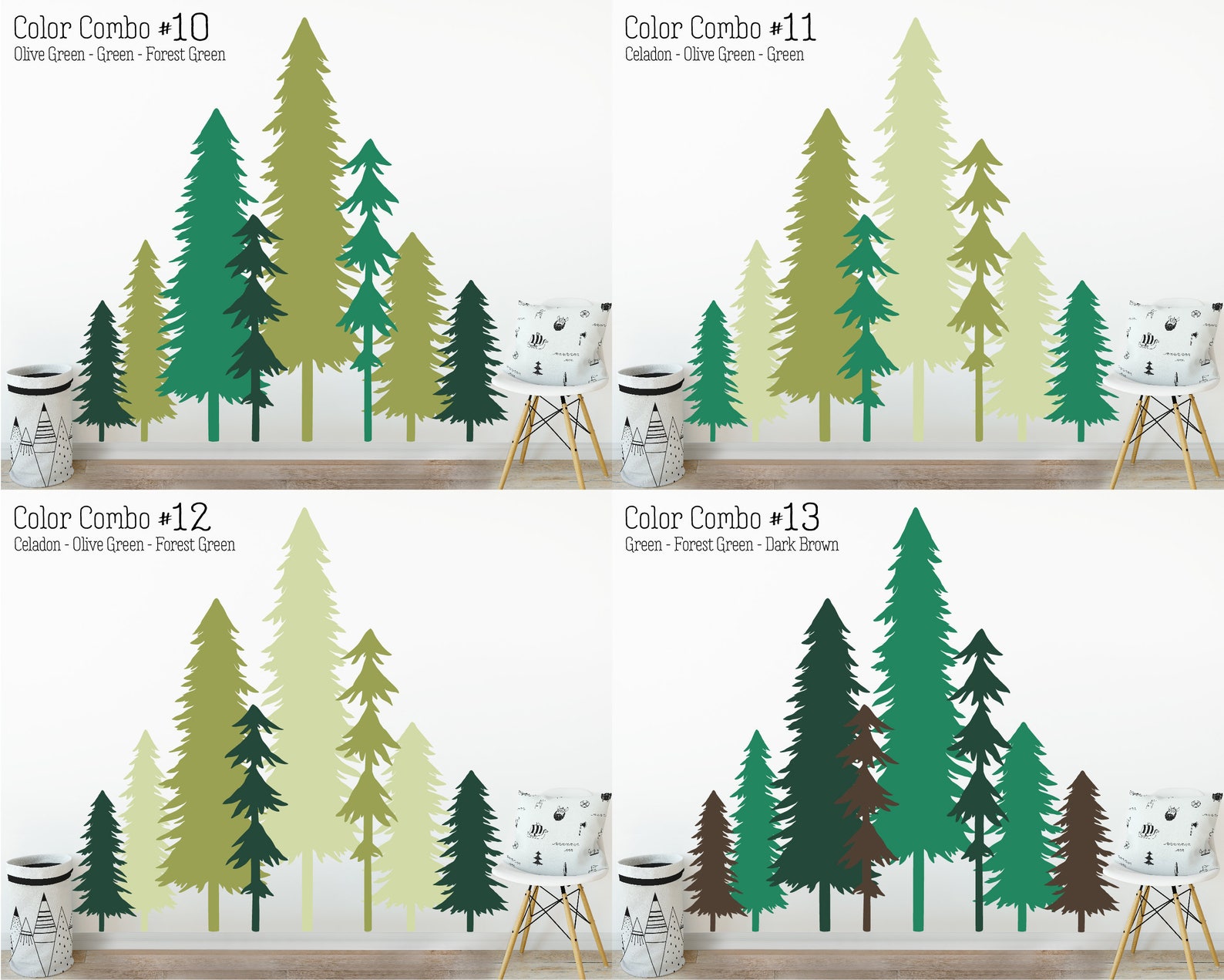 Large Forest Wall Decals Forest Mural Tree Decals Woodland - Etsy