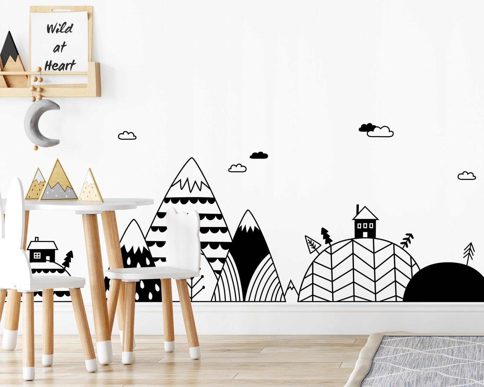 Scandinavian Mountains and Hills Decal Set Mountains Wall - Etsy