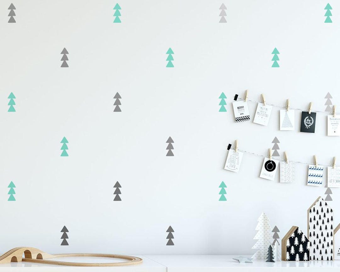 Tree Decals 2-color Triangle Decals Tree Wall Decals Tiny - Etsy