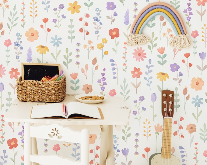 Wildflower Fabric Wall Decals, Boho Floral Decals for Girls Nursery ...