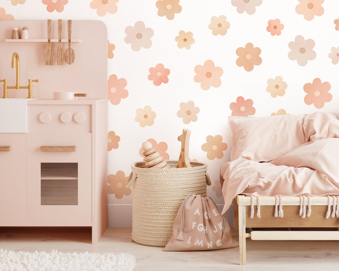 Daisy Wall Decals - Watercolor Daisy Wall Stickers, Floral Wall Art ...