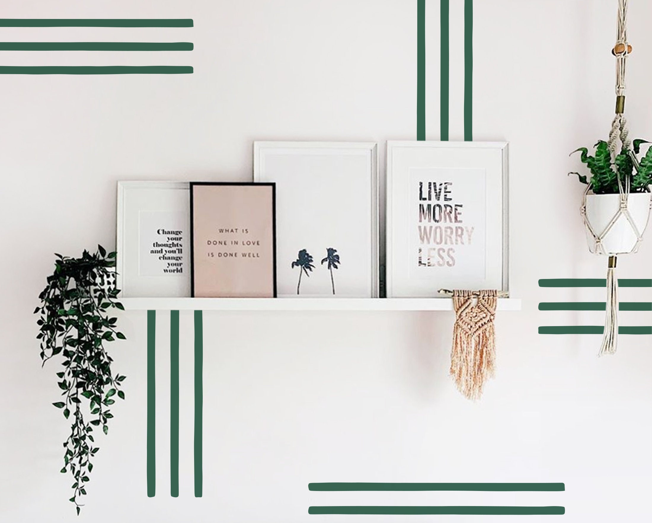 Line Wall Decals Abstract Wall Stickers Boho Nursery Decor | Etsy