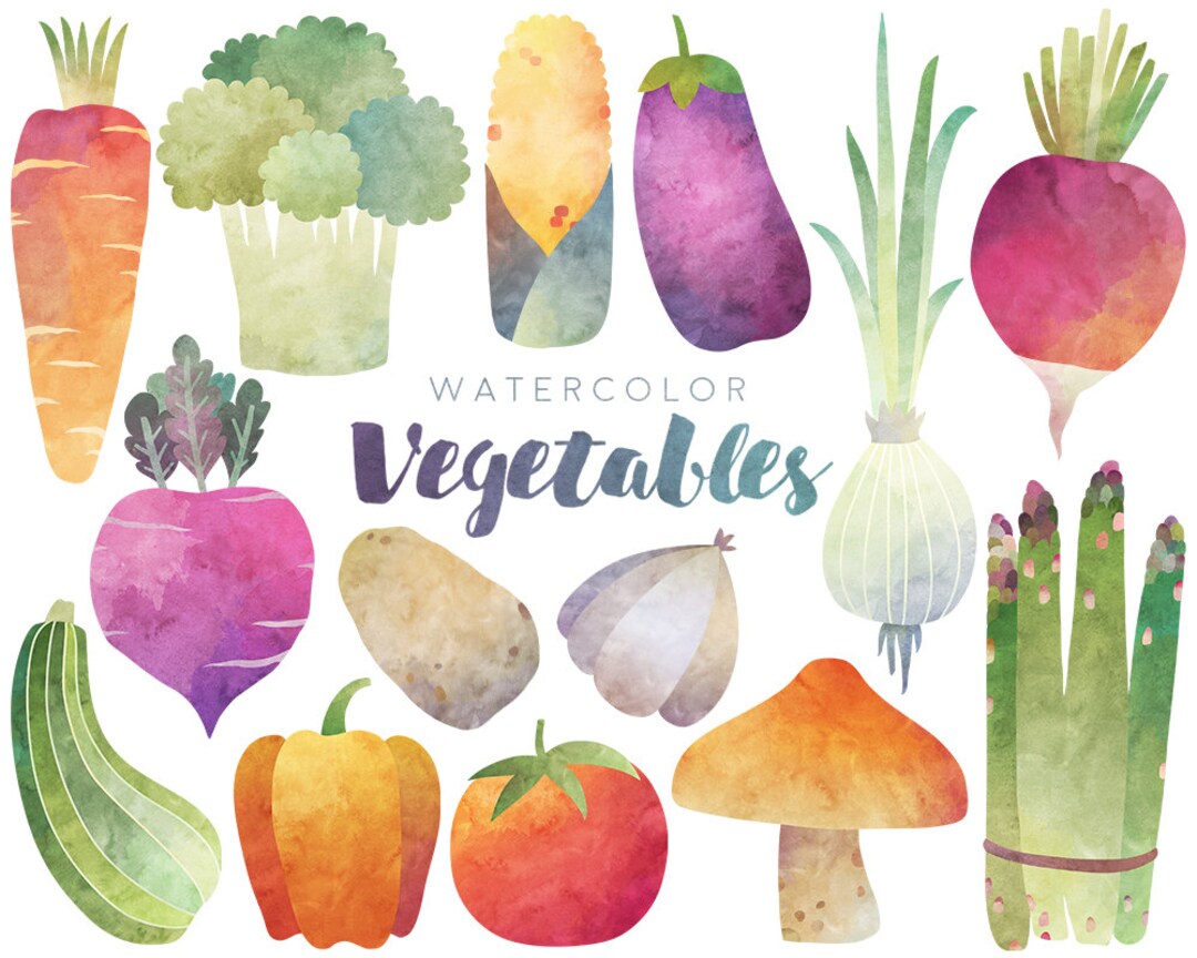 Watercolor Vegetables Clipart - 300 DPI Watercolor Clip Art Set ...