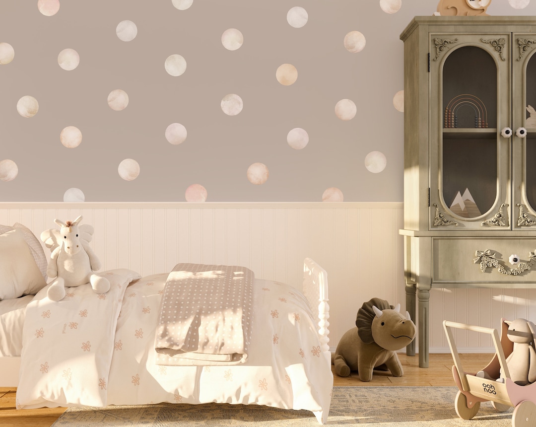 Neutral Watercolor Polka Dot Decals - Removable, Reusable Wall Stickers ...