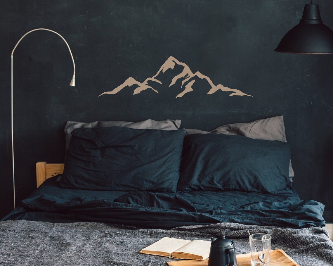 Mountain Wall Decal - Man Cave Decor, Modern Wall Art, Minimalist Wall ...