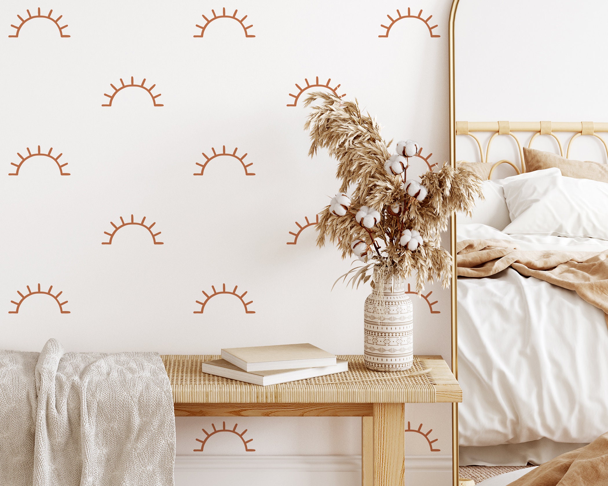 Boho Sun Wall Decals Sunshine Wall Stickers Neutral | Etsy