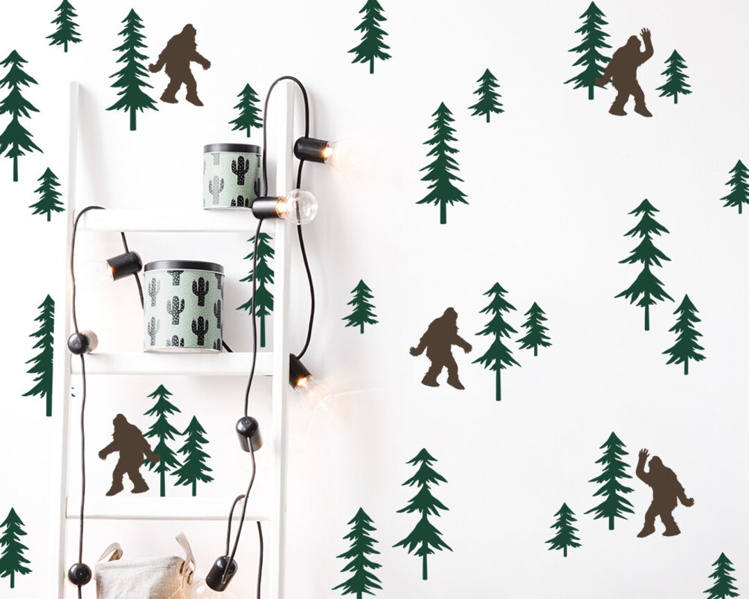 Friendly Sasquatch in the Forest Wall Decal Set - Bigfoot Decals ...