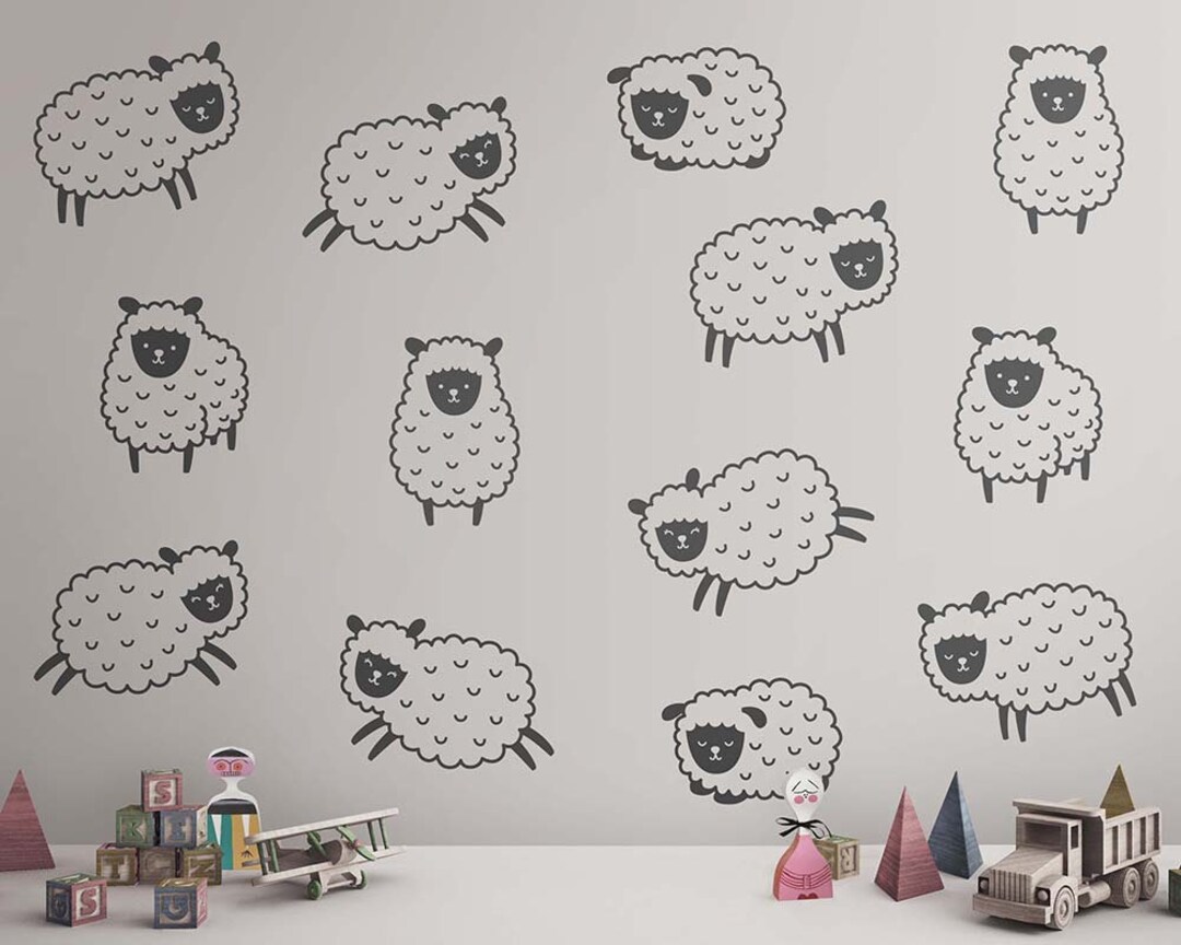 Sheep Wall Decals - Nursery Decals, Animal Decals, Cute Nursery Wall ...