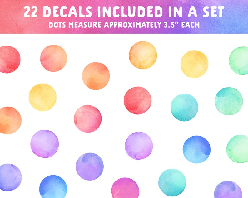 Watercolor Rainbow Polka Dot Decals Removable Reusable Wall - Etsy