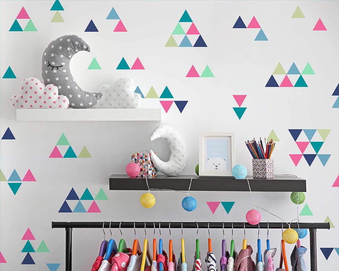 Triangle Wall Decals Colorful Vinyl Wall Decals Nursery | Etsy