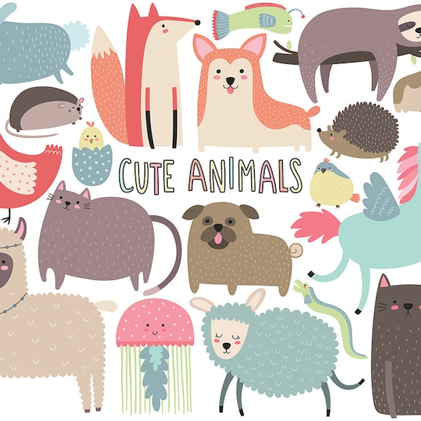 Cute Animal Clipart - Etsy