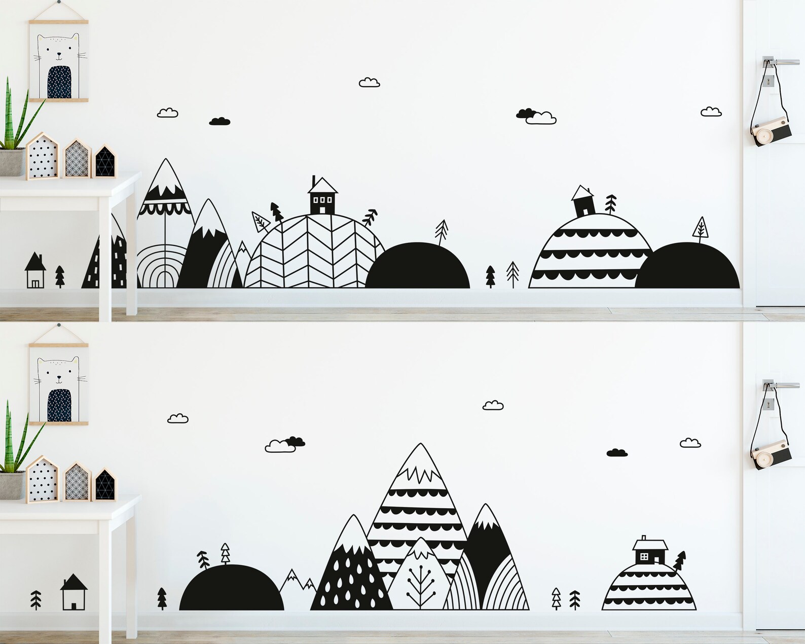 Scandinavian Mountains and Hills Decal Set Mountains Wall - Etsy