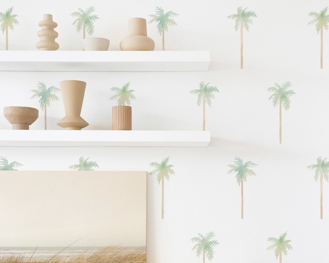 Palm Tree Wall Decals - Kids Room Decor, Watercolor Palm Wall Art ...