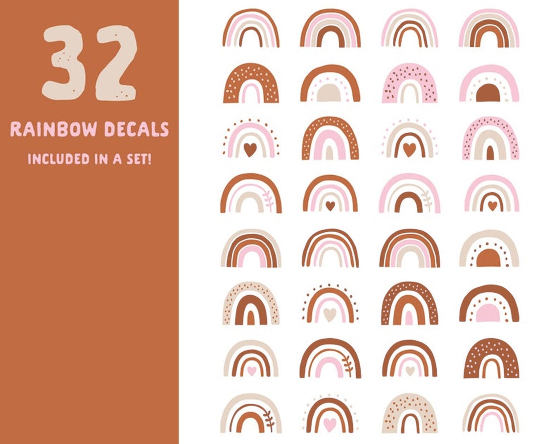 Patterned Rainbow Wall Decals Boho Rainbows Personalized | Etsy