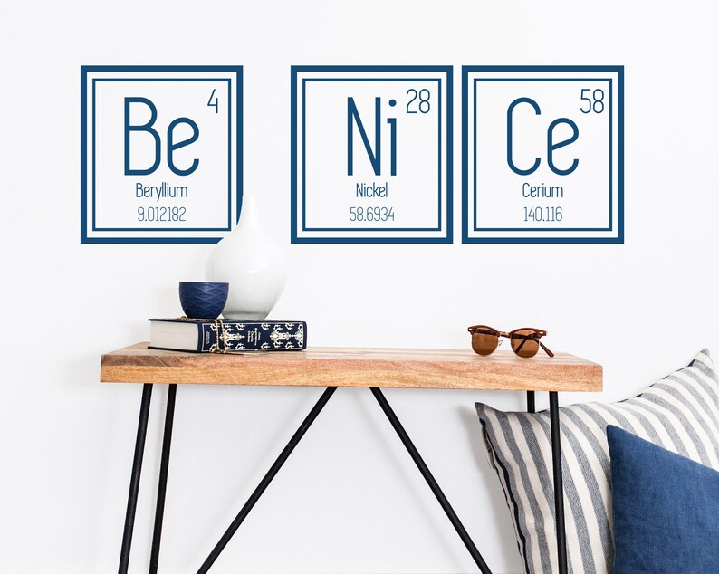 Periodic Table Decal Wall Decal - Chemistry Wall Art, Be Nice Decal ...