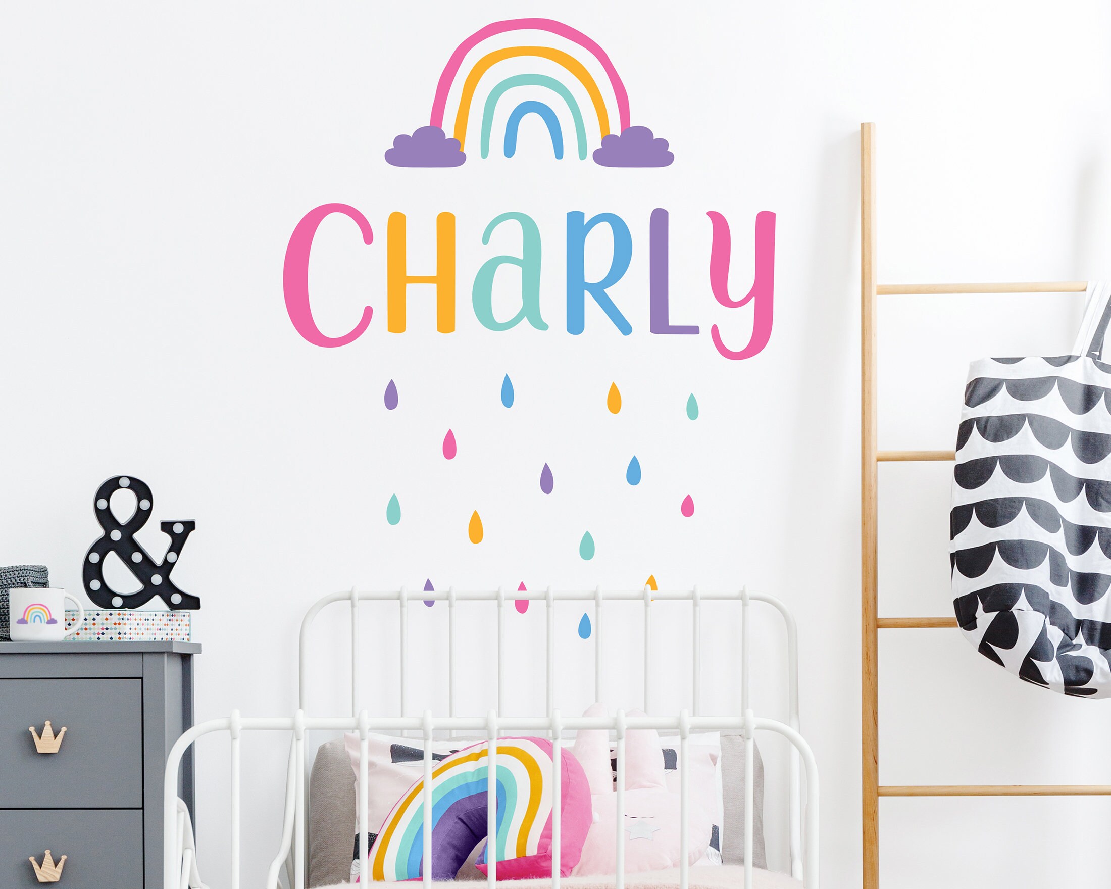 Rainbow Custom Name Vinyl Decal Multicolor Personalized Name | Etsy