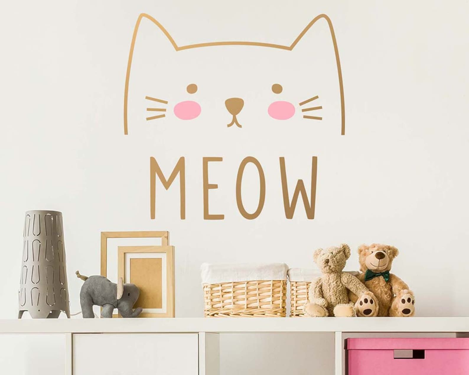 Cat Wall Decal Cute Cat Decal Kids Wall Decal Nursery - Etsy