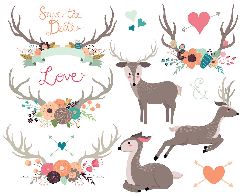 Rustic Floral Woodland Wedding Clipart 14 Vector PNG & JPG - Etsy