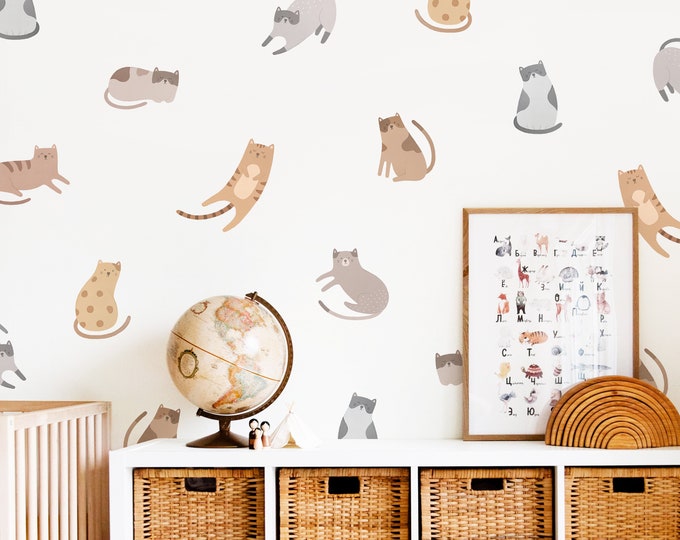 Cat Wall Decals /modern Nursery and Kids Room Décor/girl Room/cat Wall ...