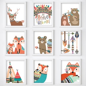Wall Art Print - Tribal Animals Digital Print, Nursery Print, Printable ...