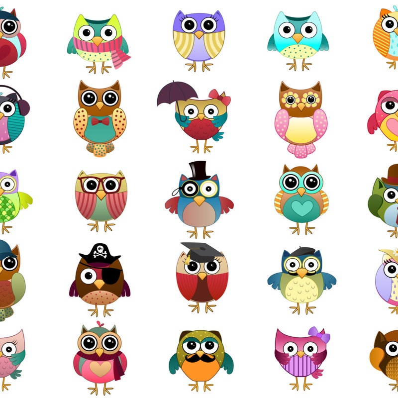 Cute Owls Clipart - Etsy