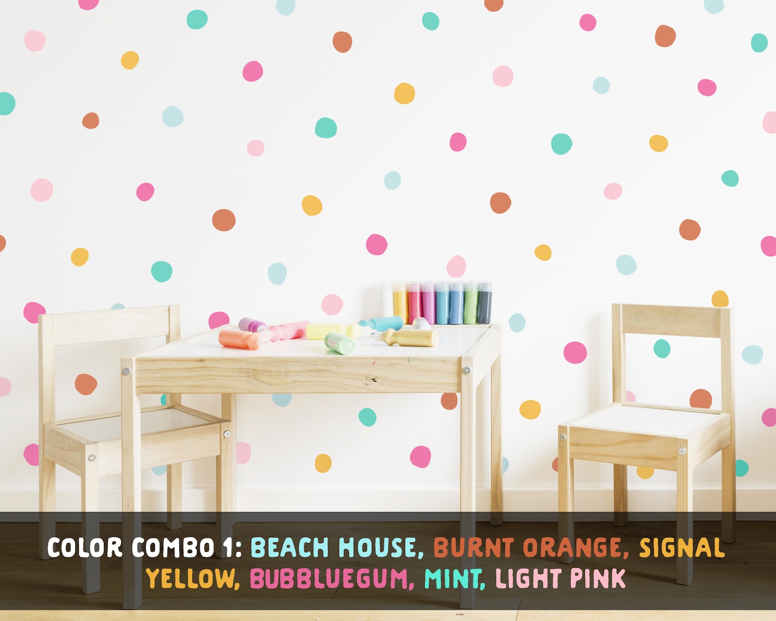Rainbow Polka Dot Wall Decals Removable Wall Stickers Kids - Etsy