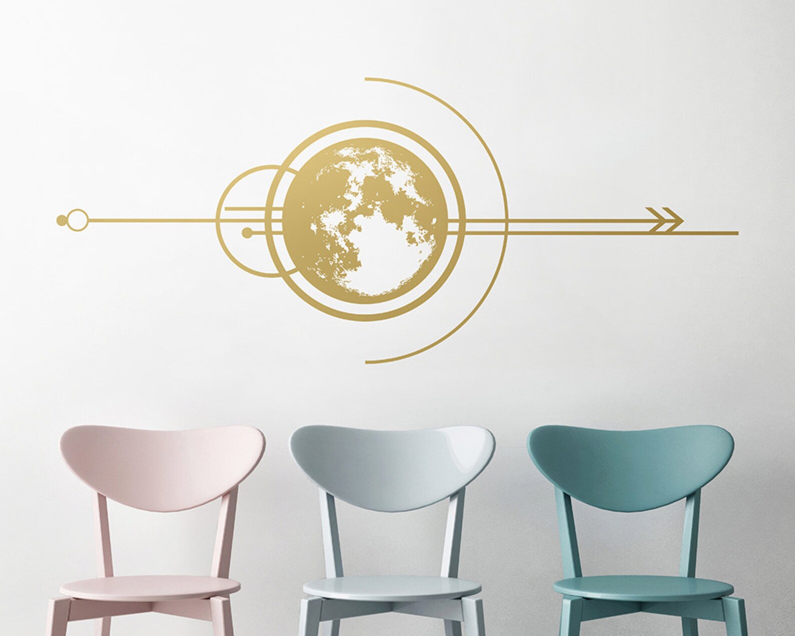 Geometric Moon Wall Decal Moon Decal Geometric Decals | Etsy