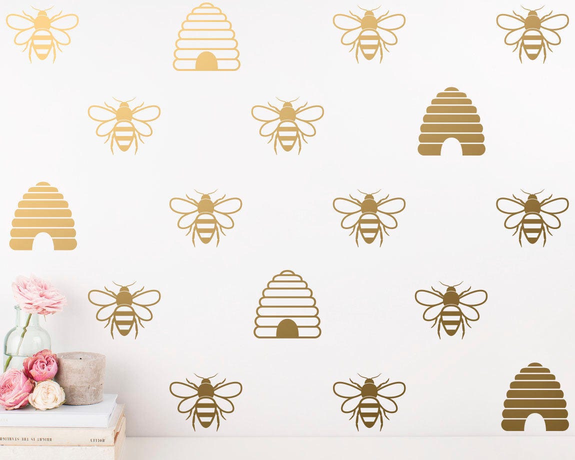 Bee Wall Decals Wall Decor Honey Bee Decals Beehive | Etsy