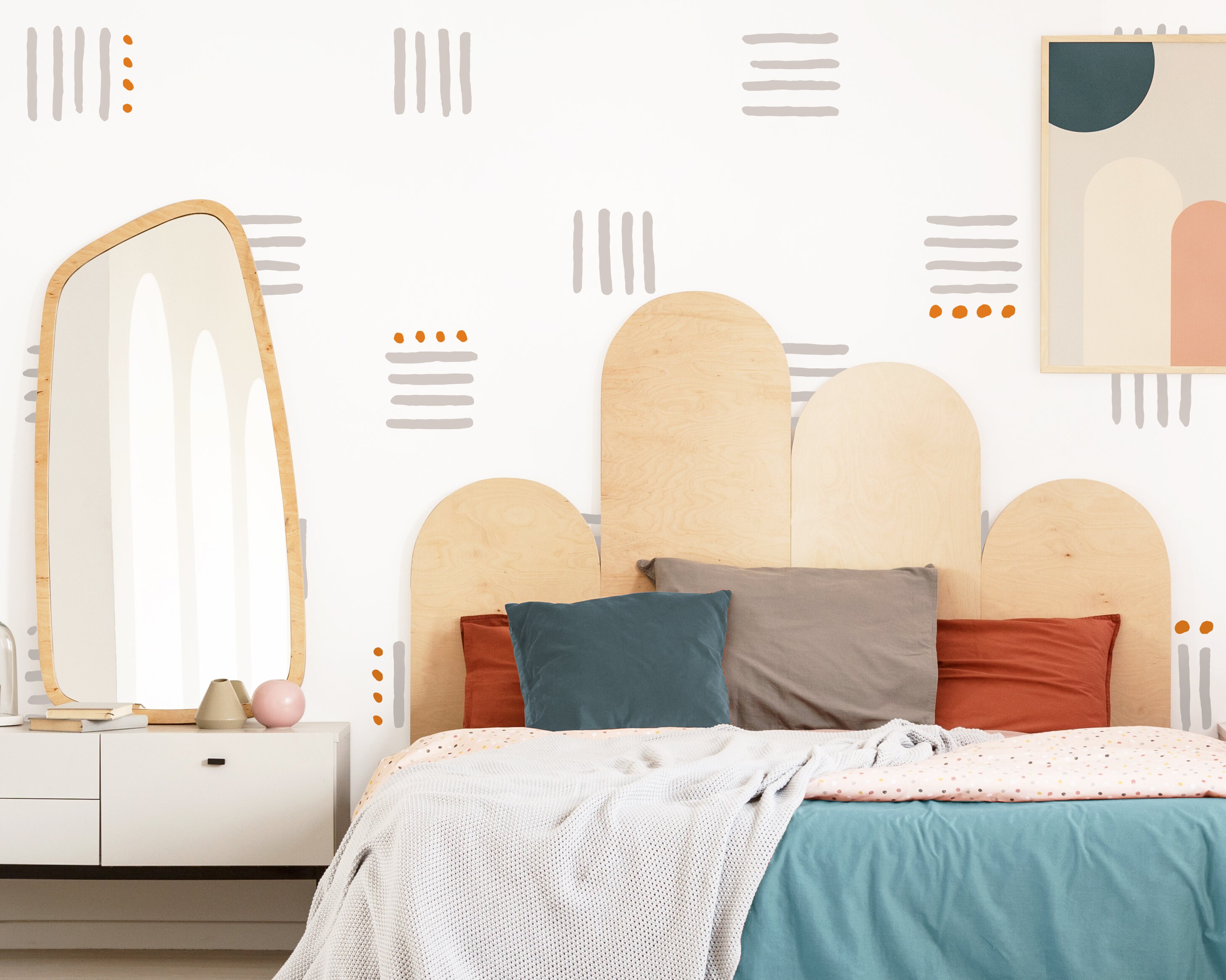 Modern Abstract Wall Decals Neutral Nursery Decor Kids Room | Etsy