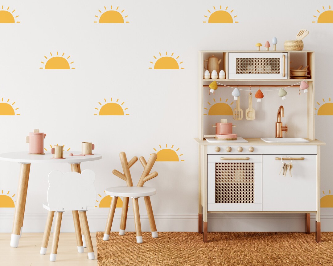 Half Sun Wall Decals - Sunshine Wall Stickers, Boho Nursery Decor, Kids ...
