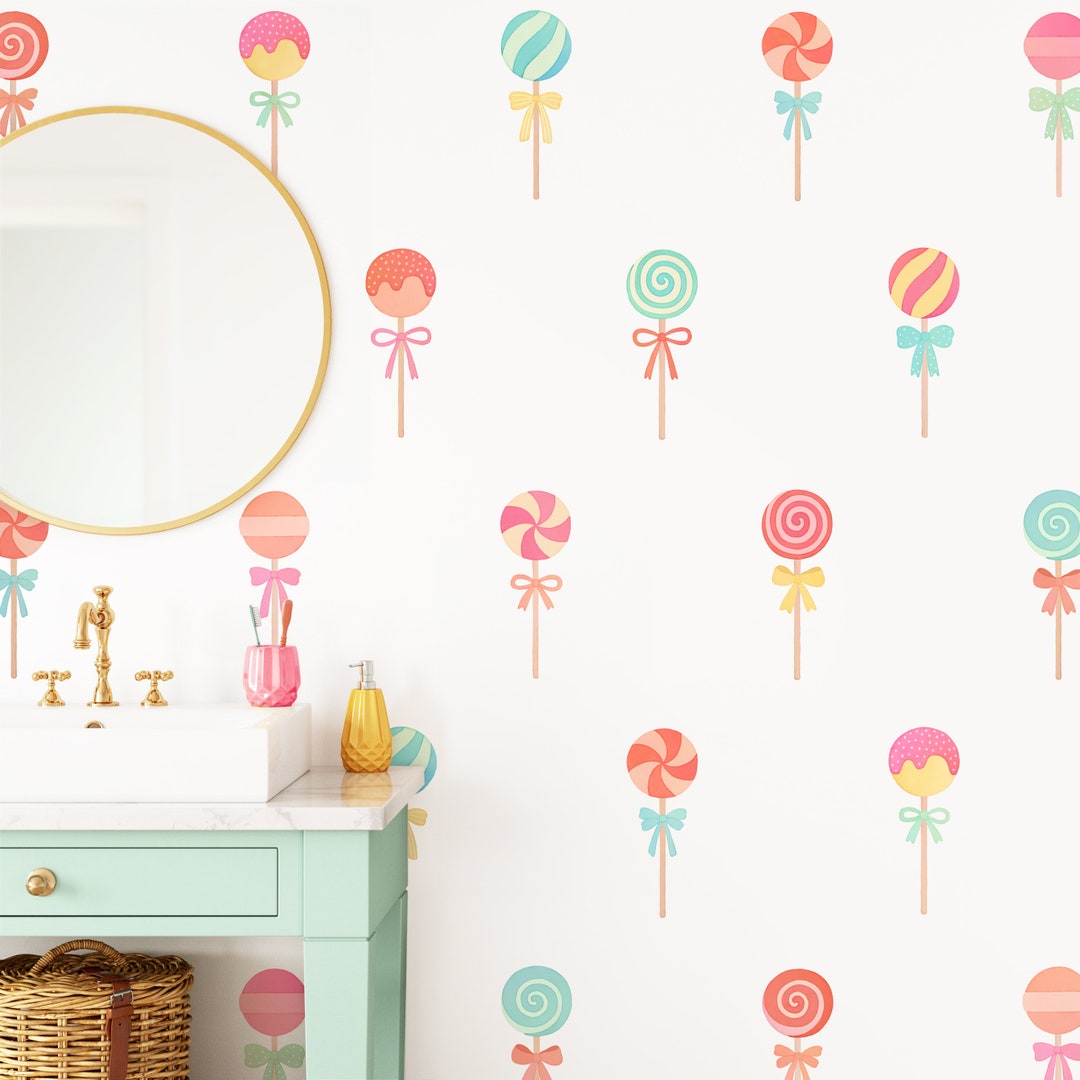 Lollipop Wall Decals - Nursery Decor, Watercolor Wall Art, Kids Room ...