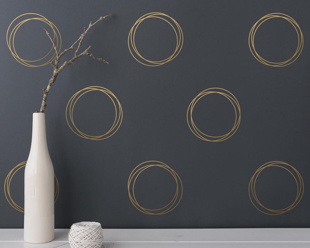 Geometric Wall Decals - Circle Wall Decals, Ring Decals, Gold Decal ...