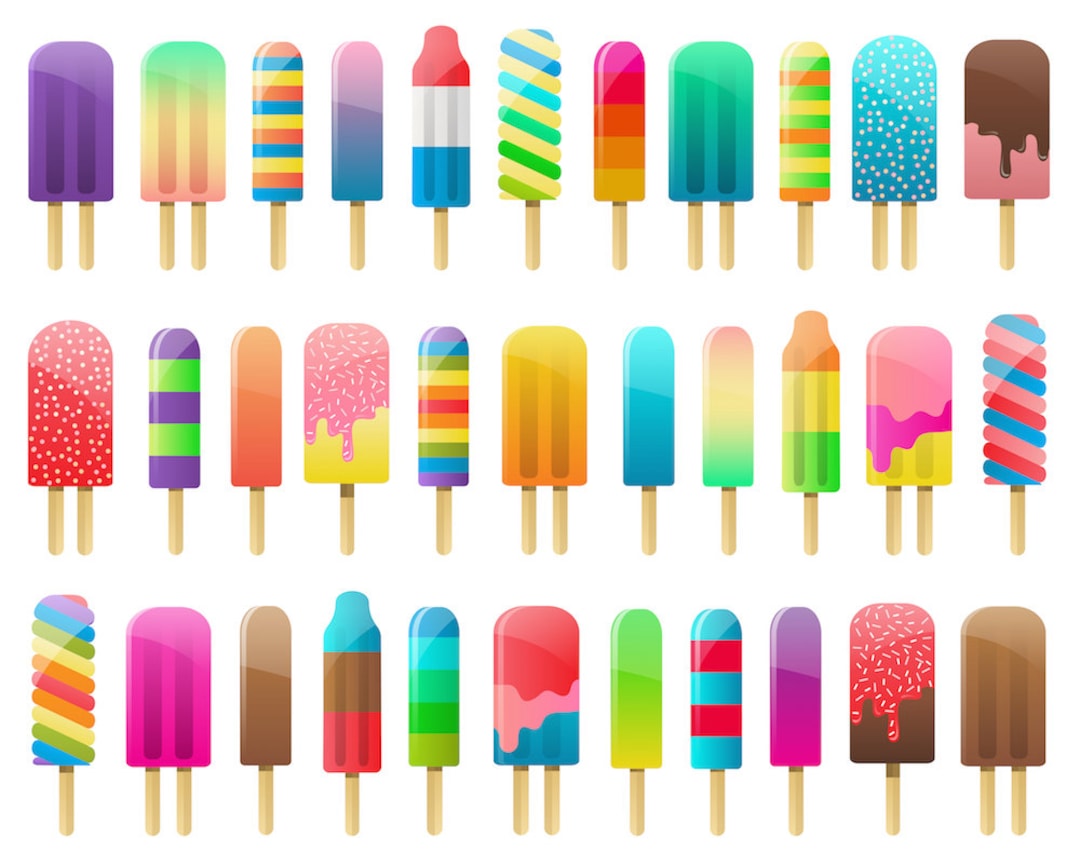 Popsicles and Ice Cream Clipart - Set of 33 Vector, PNG & JPG Files ...