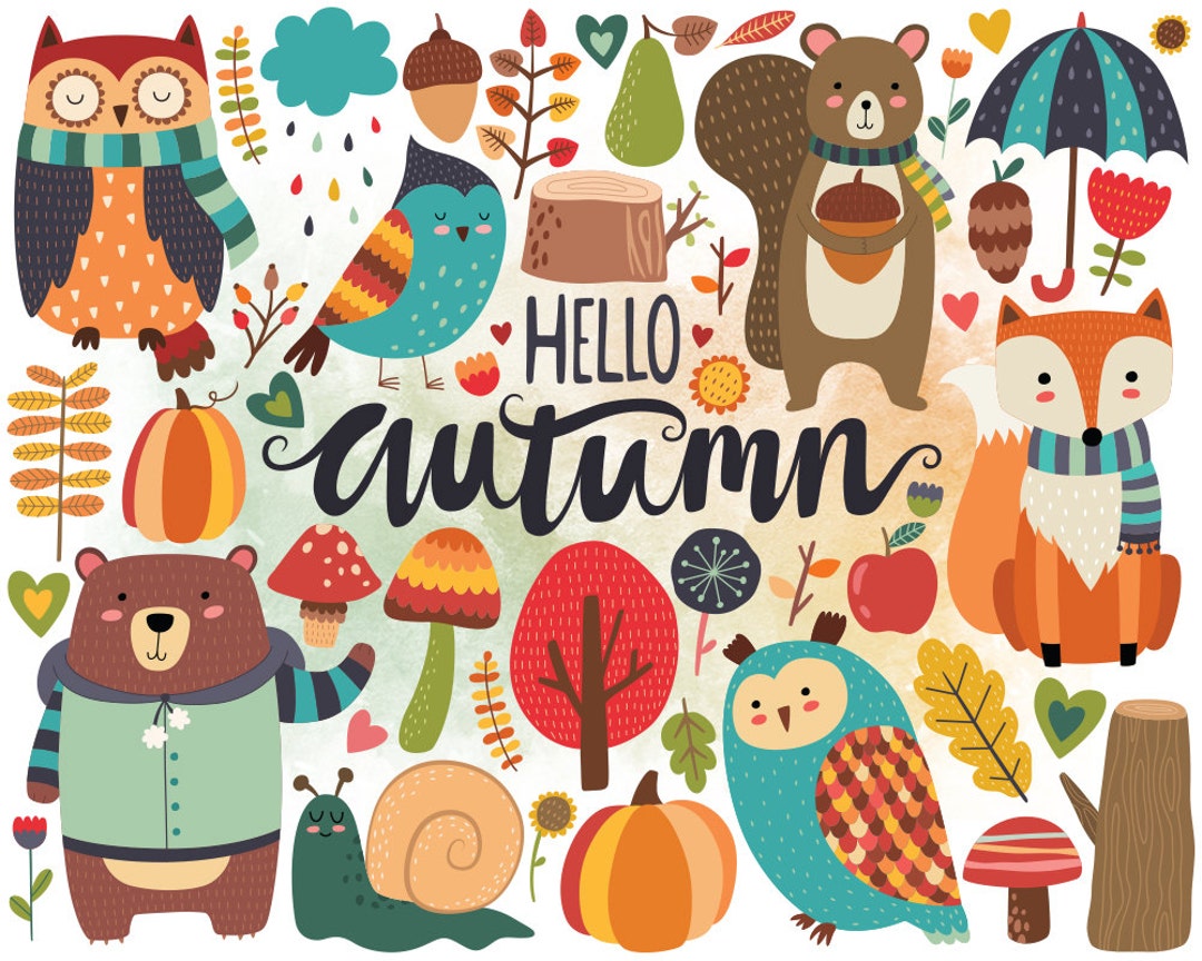 Autumn Woodland Clipart - Fall Clipart, Autumn Clip Art, Woodland ...