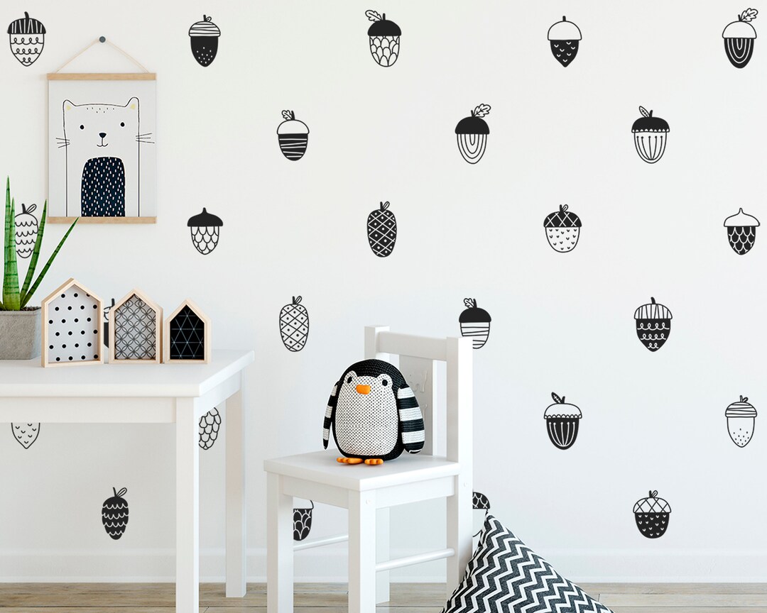 Acorn Wall Decals - Woodland Nursery Decor, Kids Room Wall Art, Forest ...