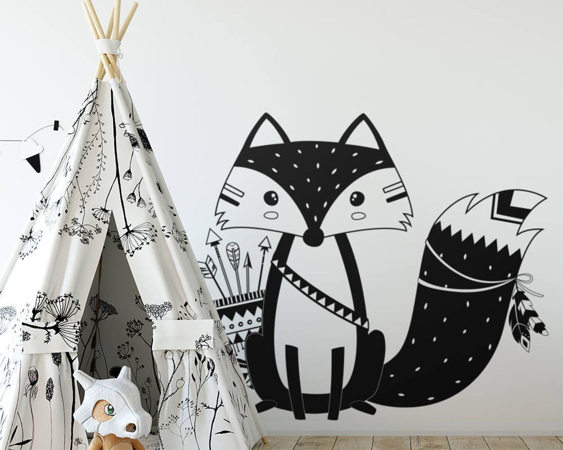 Tribal Fox Wall Decal Tribal Fox Nursery Decal Woodland Fox - Etsy