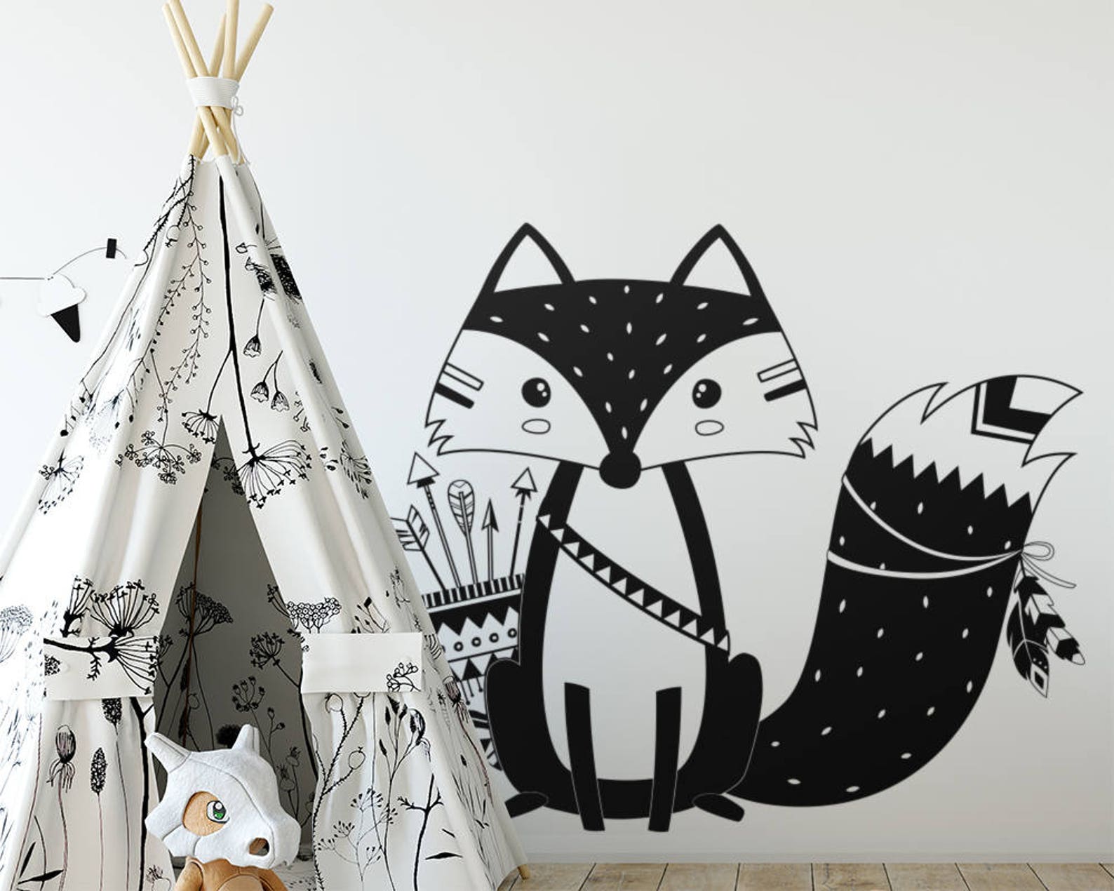 Tribal Fox Wall Decal Tribal Fox Nursery Decal Woodland Fox - Etsy