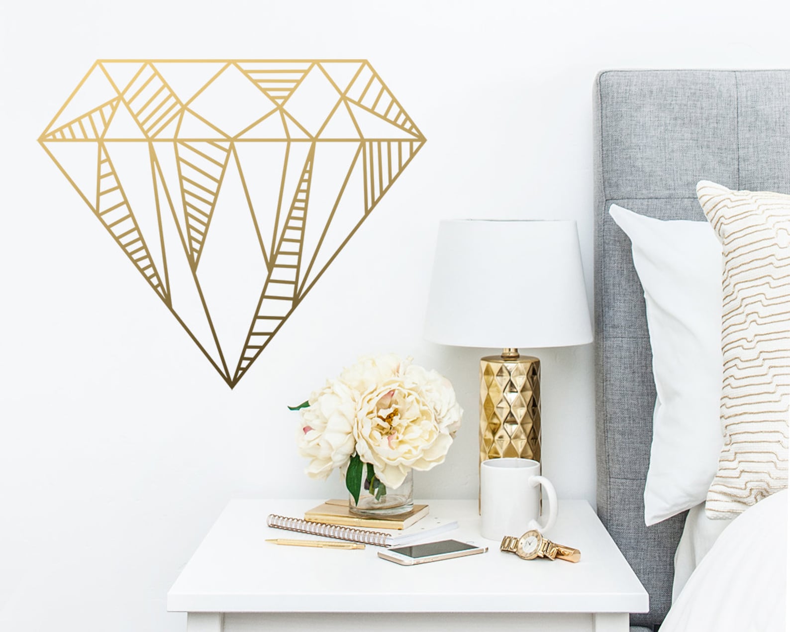 Diamond Wall Decal - Geometric Diamond Wall Decal, Geometric Wall Art ...