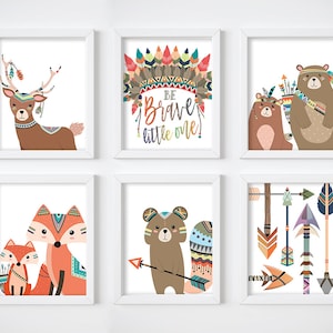 Wall Art Print - Tribal Animals Digital Print, Nursery Print, Printable ...