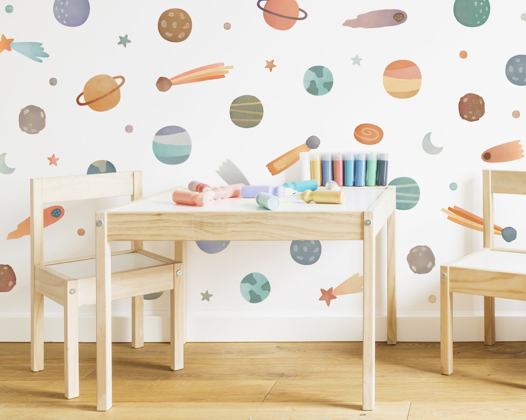 Space Wall Decals - Removable, Reusable Wall Stickers - Watercolor ...