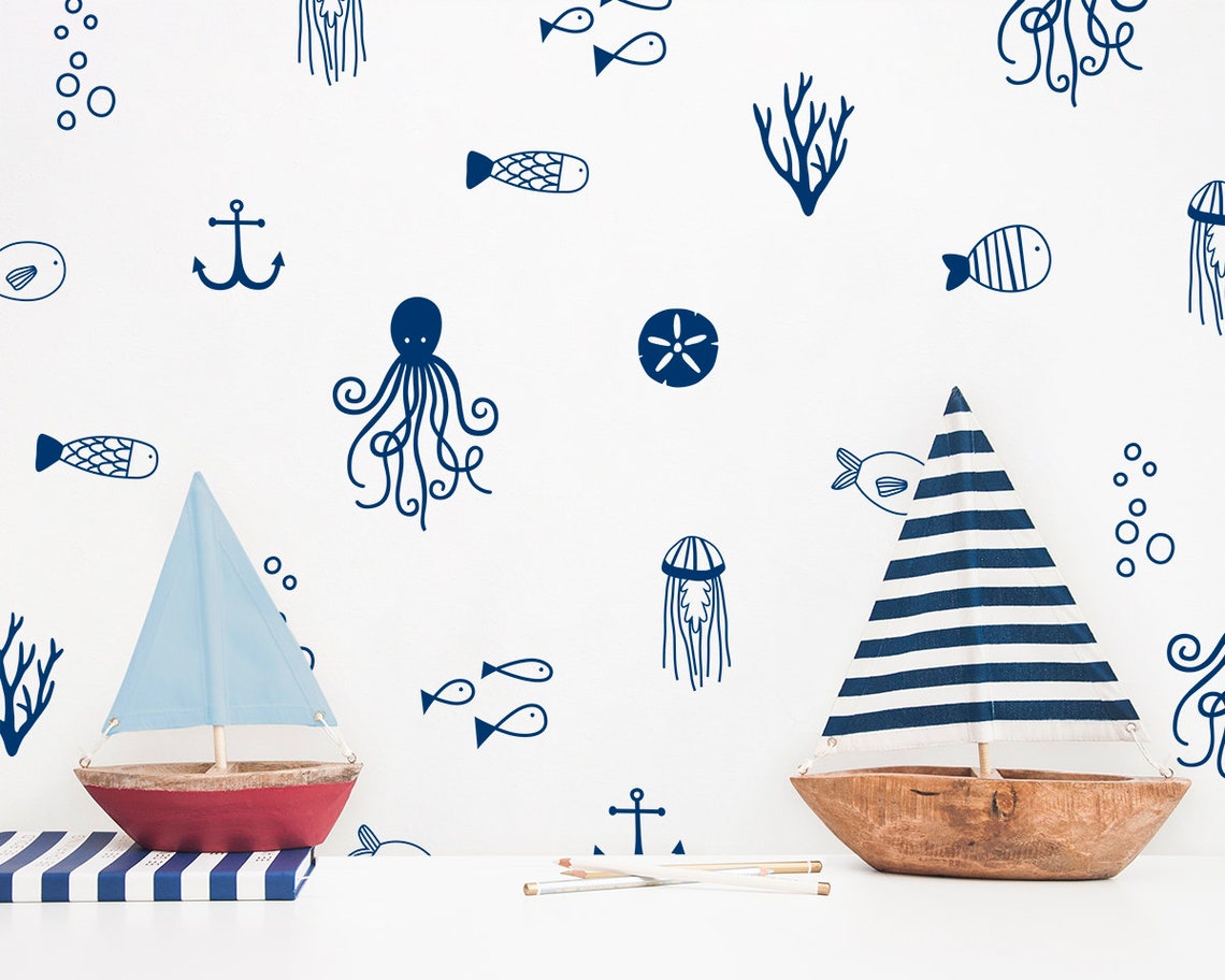 Sea Life Wall Decals Nautical Decals Nursery Decals Ocean - Etsy