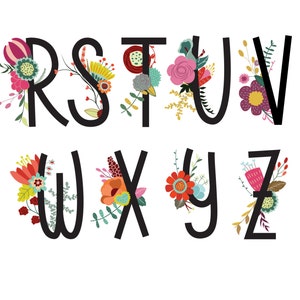 Floral Alphabet and Numbers Clip Art - Set of 36 300 DPI X-large ...