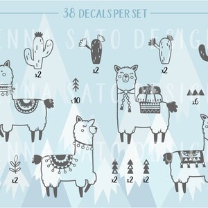 Alpaca and Cactus Decals - Llama Wall Decals, Nursery Wall Decor, Kids ...
