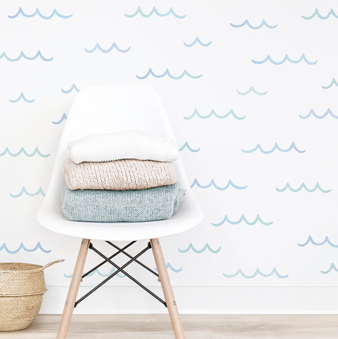 Wave Wall Decals - Removable, Reusable Wall Stickers - Watercolor Beach ...