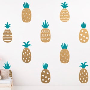 Pineapple Wall Decals 2-color Pineapple Decals, Gold Decor, Pineapple ...