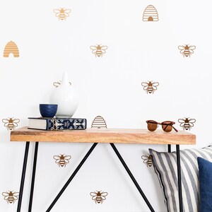 Bee Wall Decals - Wall Decor, Honey Bee Decals, Beehive Decals, Gold ...