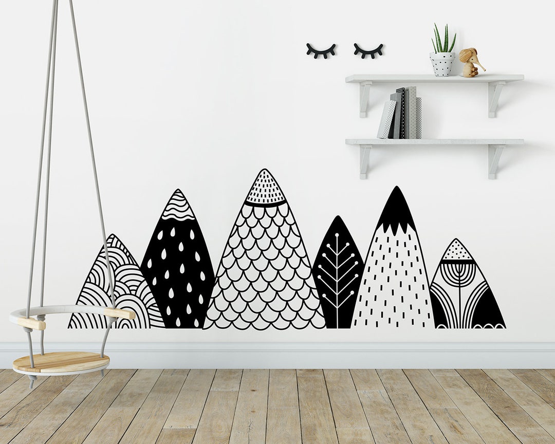 Patterned Mountains Wall Decal - Mountain Decal, Woodland Nursery ...